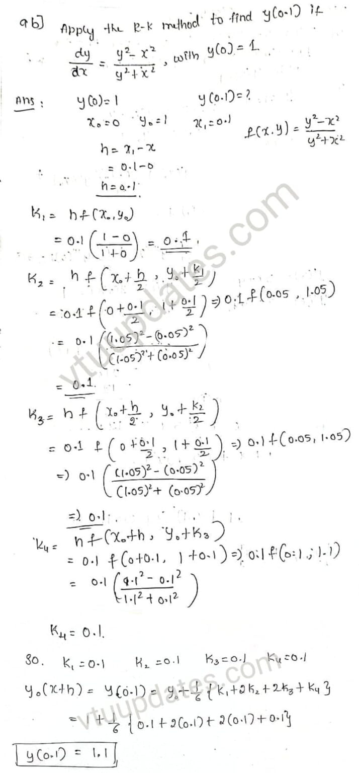 Apply the Runge-Kutta method to find 𝑦(0.1) for given equation Apply the Runge-Kutta method to find 𝑦(0.1) for given equation