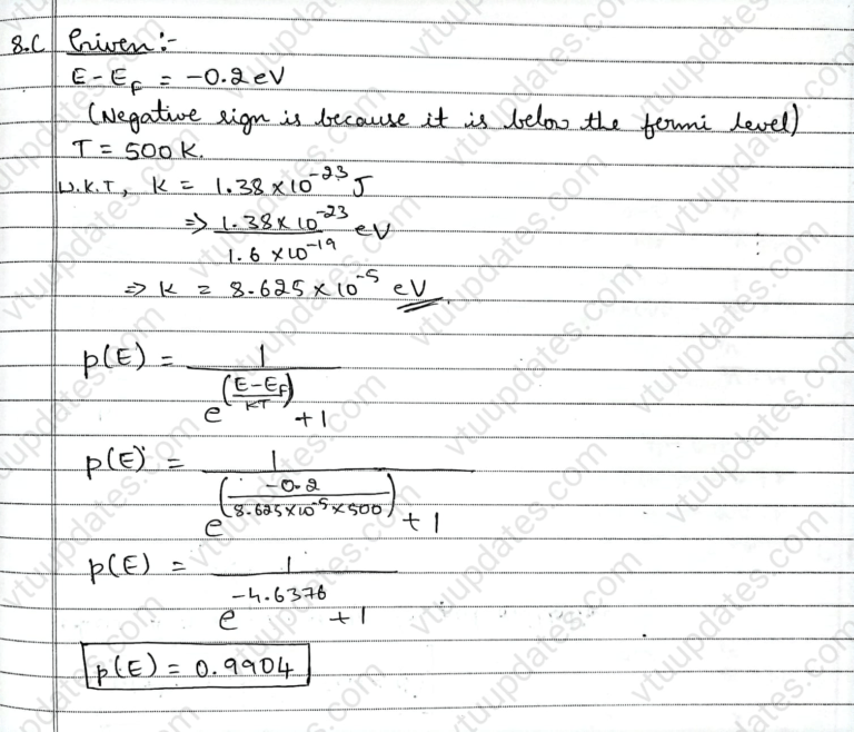 Calculate the probability that an energy level at 0.2eV below the Fermi ...