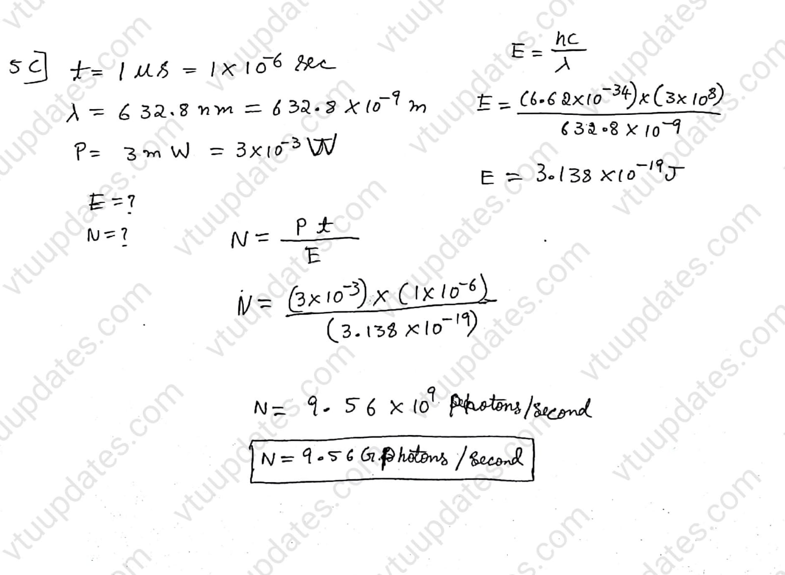 Calculate the number of photons emitted per pulse of duration 1 ... Calculate the number of photons emitted per pulse of duration 1 ...