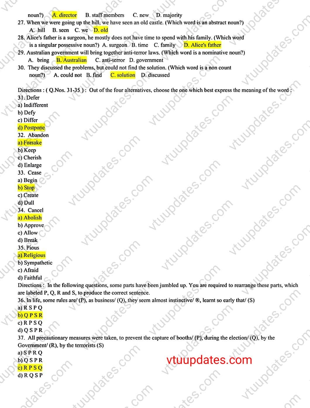 VTU 1st Year 21EGH28 Solved Model Question paper with answers