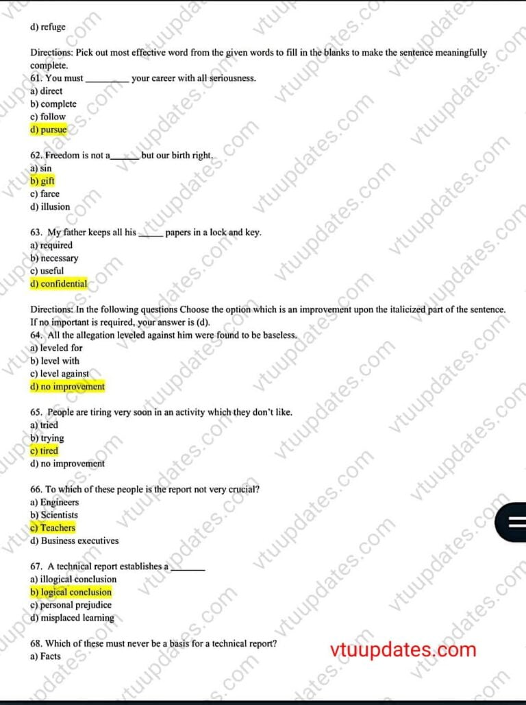 VTU 1st Year 21EGH28 Solved Model Question paper with answers