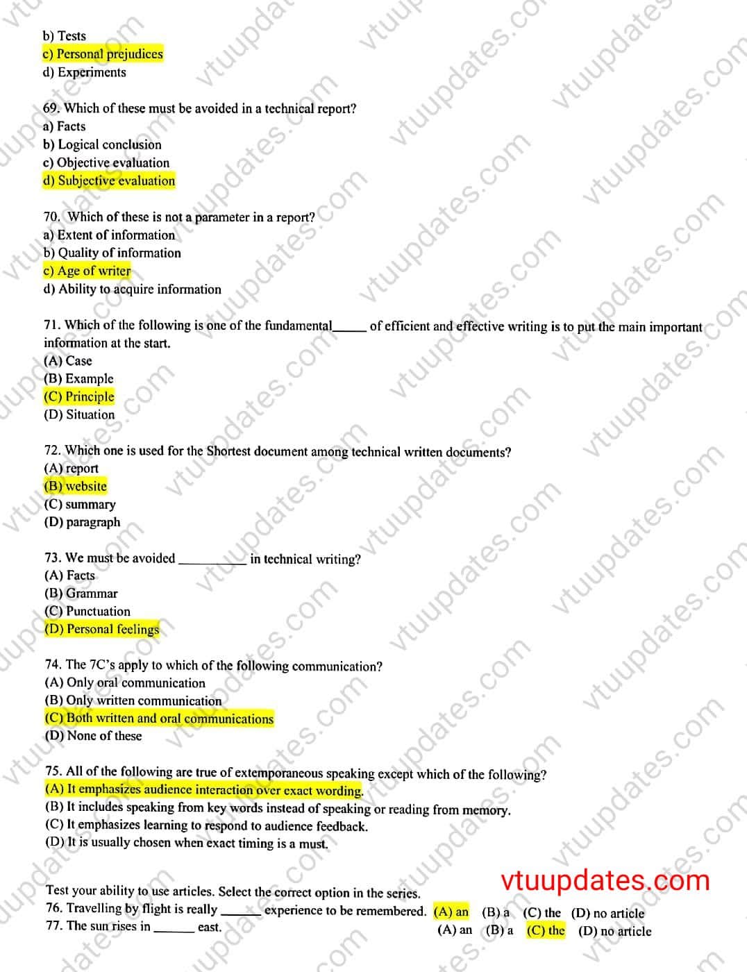 VTU 1st Year 21EGH28 Solved Model Question paper with answers