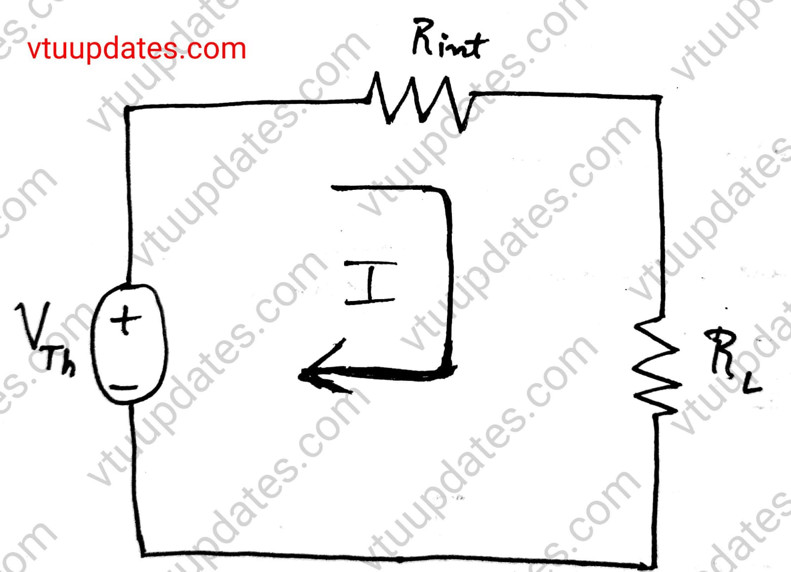 A load resistance 𝑅𝐿Ω is connected across the source 𝑉𝑆 with internal ...