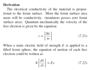 Deduce the expression for electrical conductivity of a conductor using ...