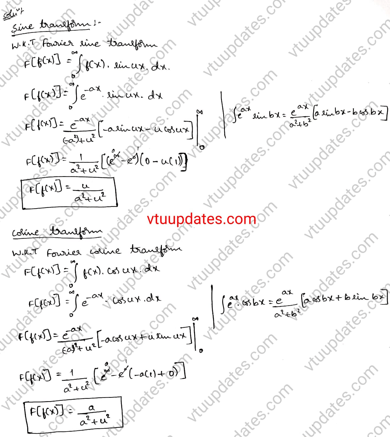 Find The Fourier Cosine And Sine Transforms Vtu Updates
