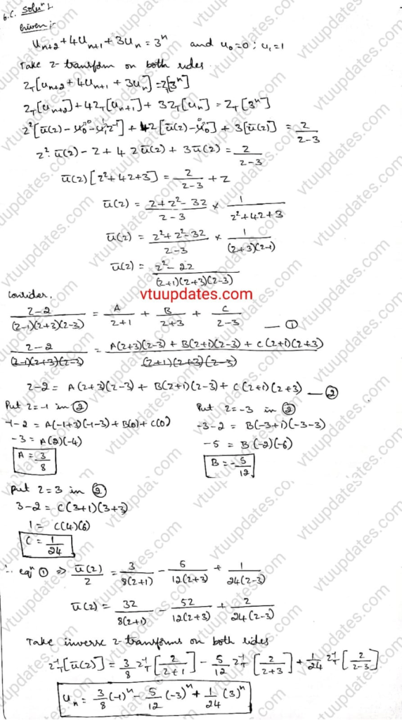 Using z-transformation, solve the difference equation