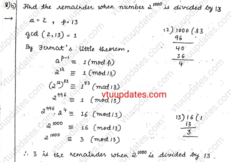 Find The Remainder When The Number 21000 Is Divided By 13