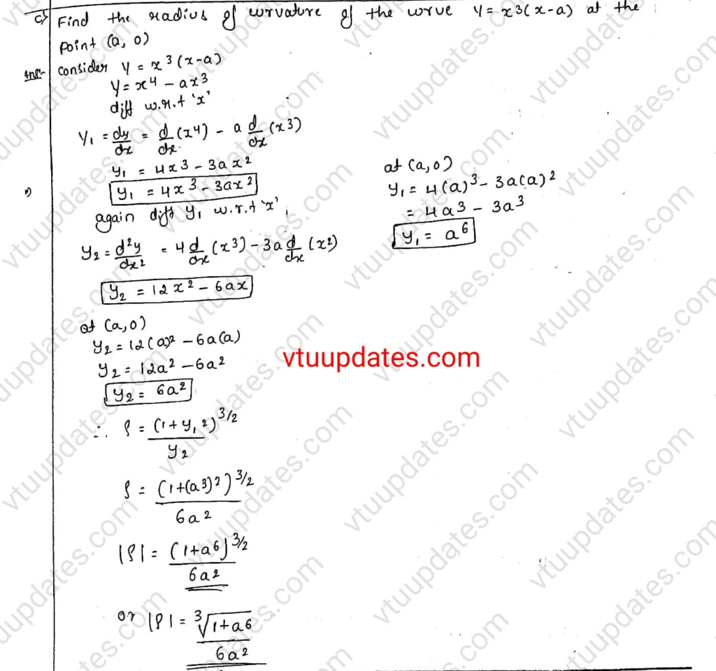 1 c] Find the radius of curvature of the curve - VTU Updates