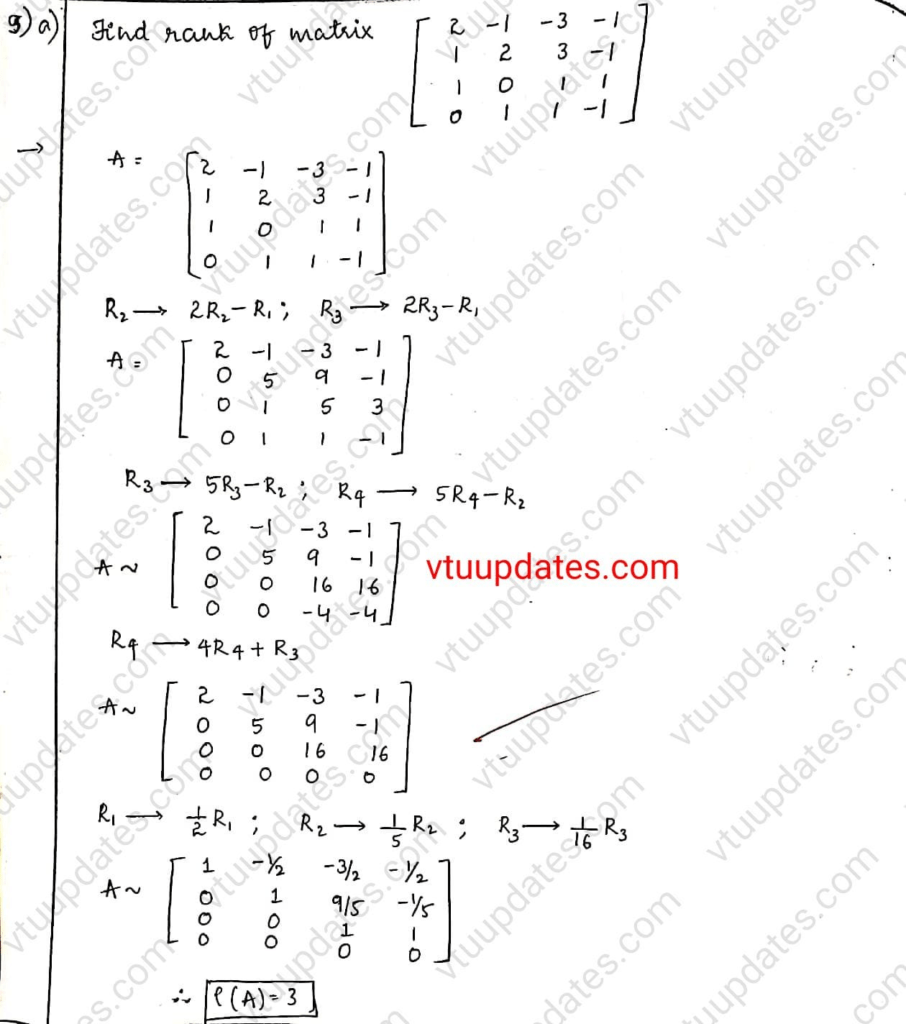 Find the rank of the matrix - VTU Updates Find the rank of the matrix - VTU Updates