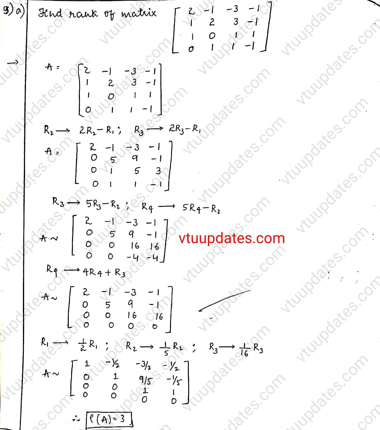 Find the rank of the matrix - VTU Updates