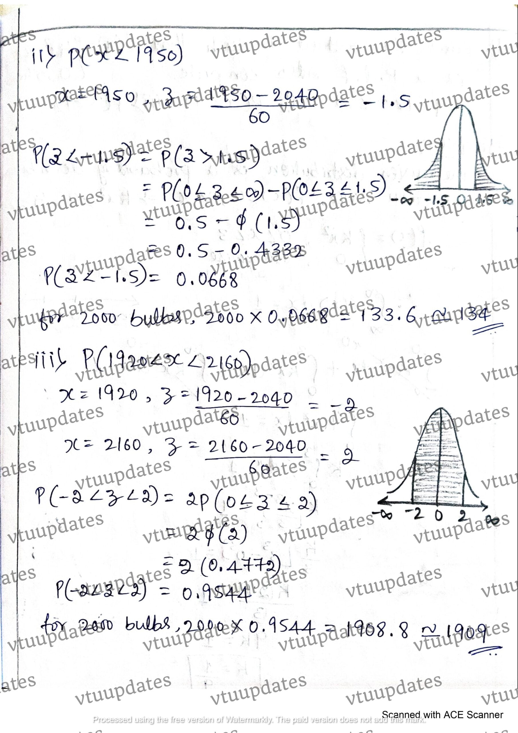 In a test on 2000 electric bulbs it was found that the life of a ...