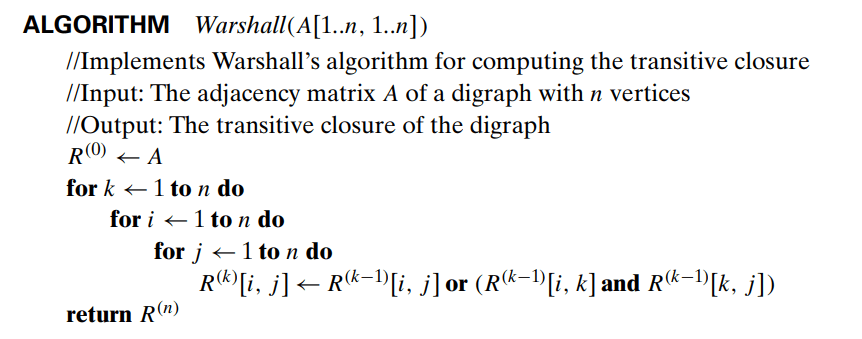 Define Transitive Closure Of A Graph Write Warshalls Algorithm To Compute Transitive Closure