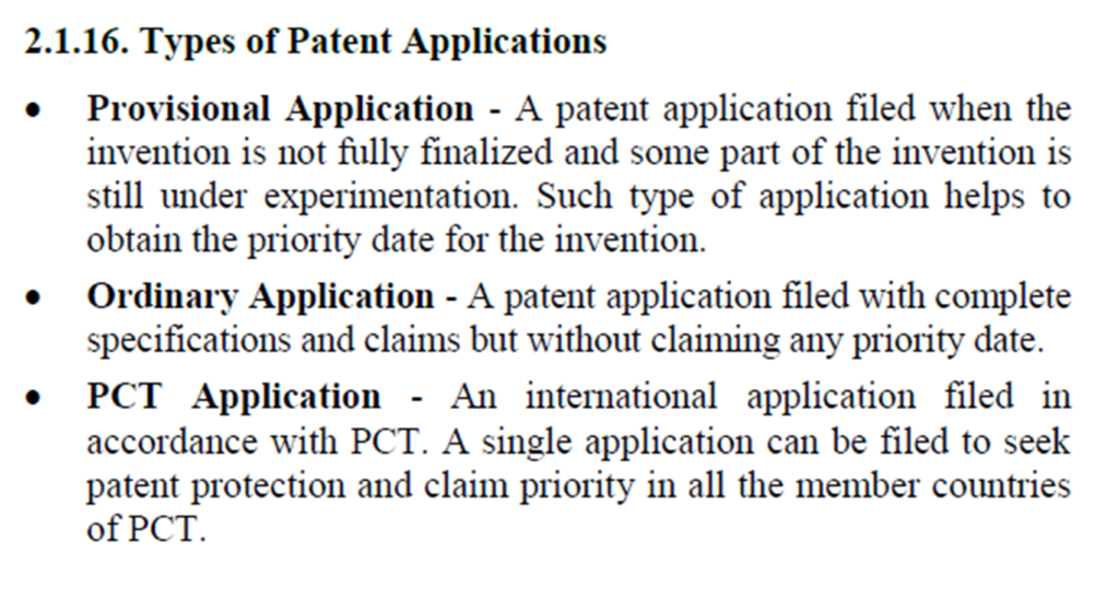 Explain the different types of patent applications - VTU Updates