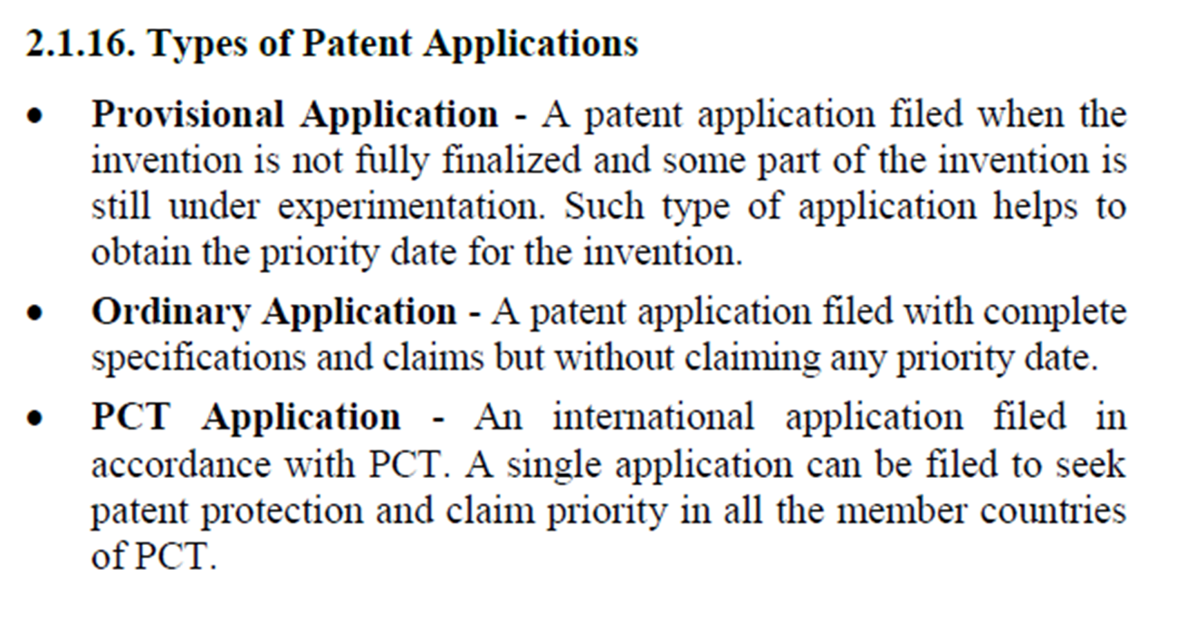Explain the different types of patent applications - VTU Updates